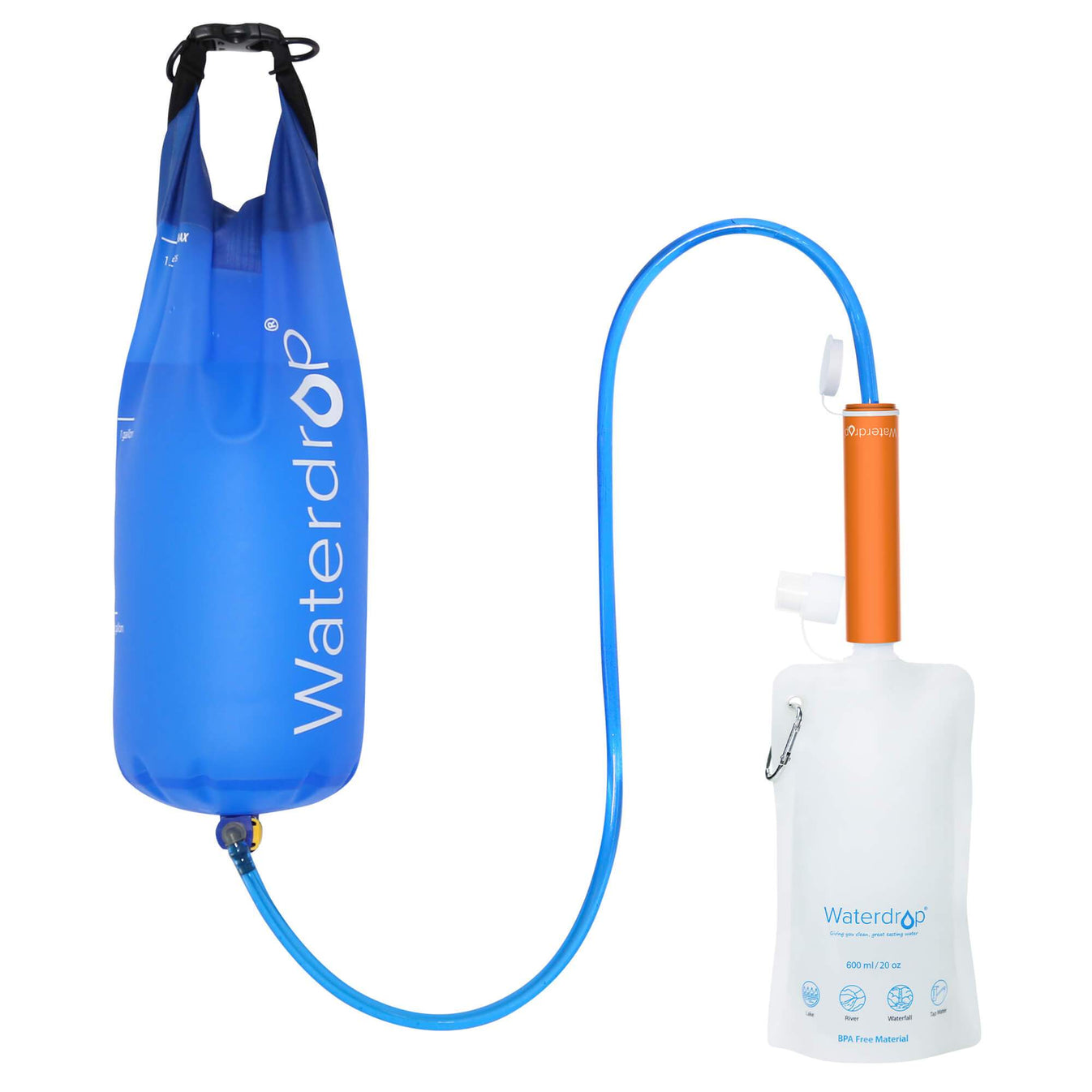 Filter Straw with Foldable Water Pouch & Gravity Water Bag